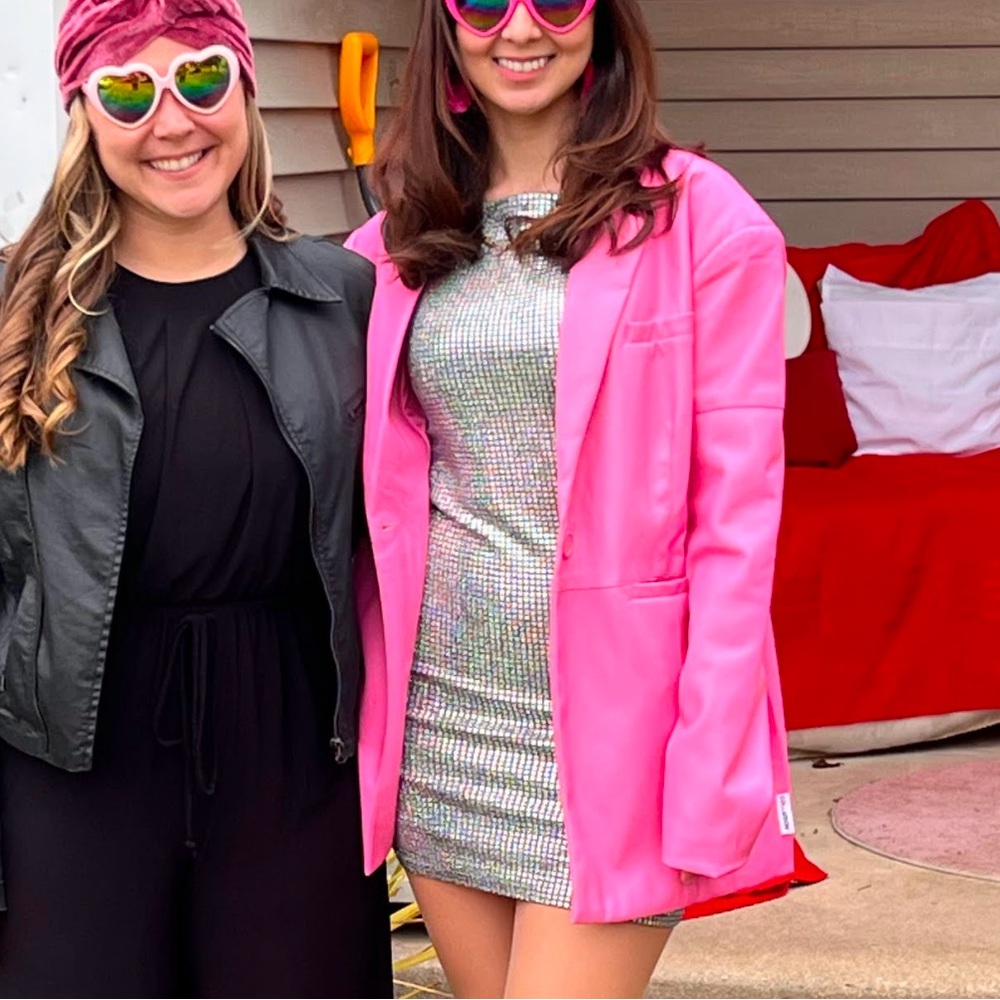 Barbie Pink Faux Leather Oversized Blazer - Gem